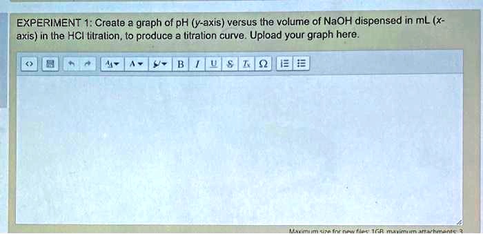EXPERIMENT 1: Create graph of pH (y-axis) versus the volume of NaOH dispensed in mL (x-axis) in ...