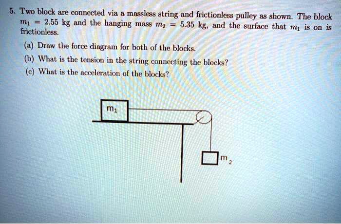 two block are connected via massless string and frictionless pulley s shown the block in 255 kg ...