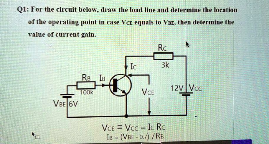 SOLVED: For the circuit below, draw the load line and determine the location of the operating ...