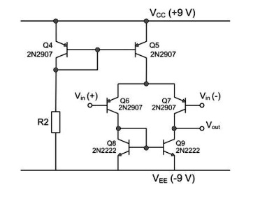 SOLVED: For the differential input stage shown below, the differential input impedance is ...
