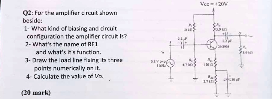 q2 for the amplifier circuit shown beside 1 what kind of biasing and ...