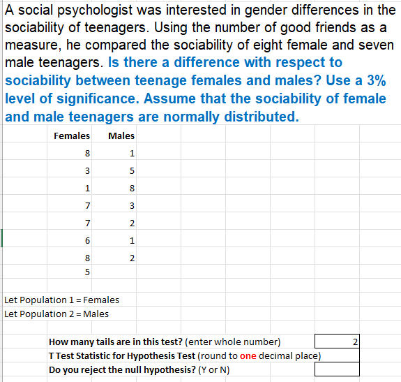 A social psychologist was interested in gender differences in the ...
