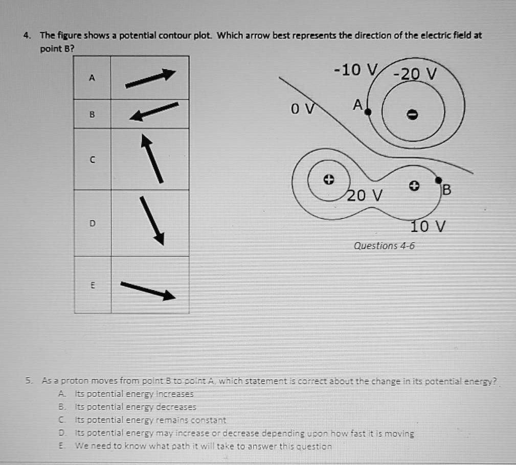 the fizure shows j potential contour plot which arrow best represents ...