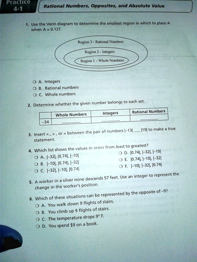 SOLVED: Please help me, I'm so lost. Practice 4-1 Rational Numbers ...
