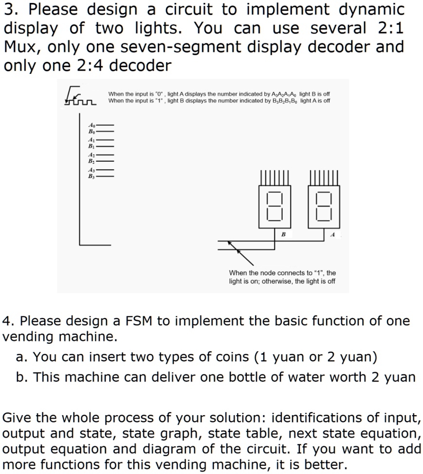 SOLVED: Texts: 3. Please design a circuit to implement dynamic display ...
