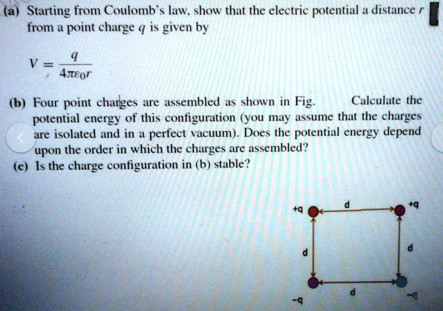 a starting from coulomb s law show that the electric potential a ...