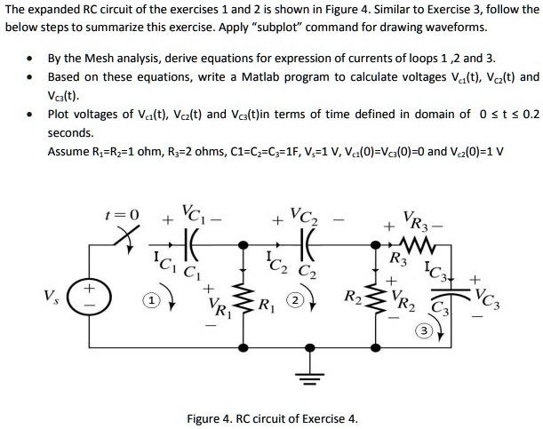 SOLVED: The expanded RC circuit of the exercises 1 and 2 is shown in ...