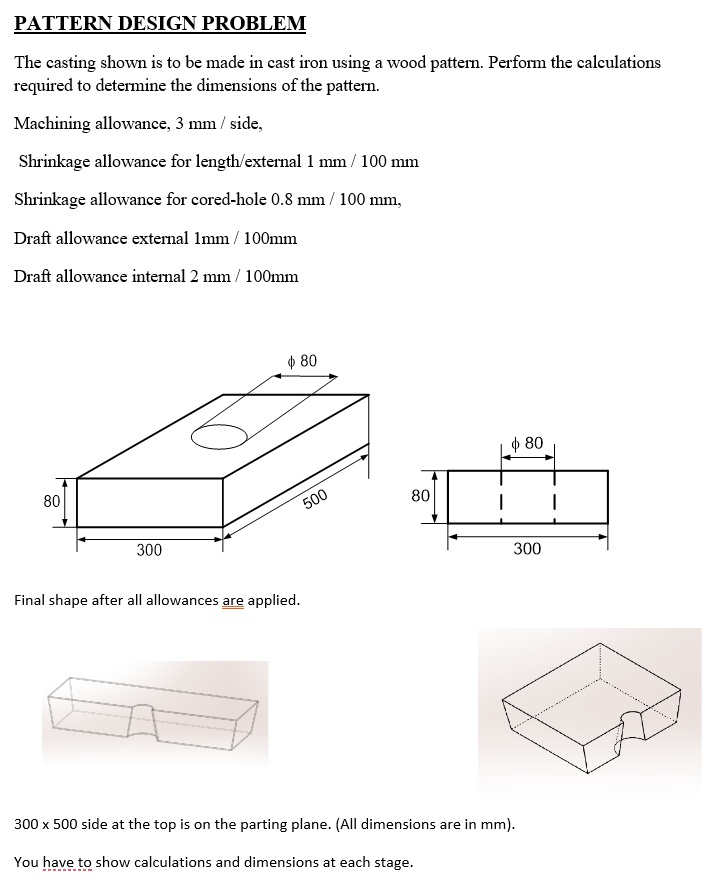SOLVED: PATTERN DESIGN PROBLEM The casting shown is to be made in cast ...