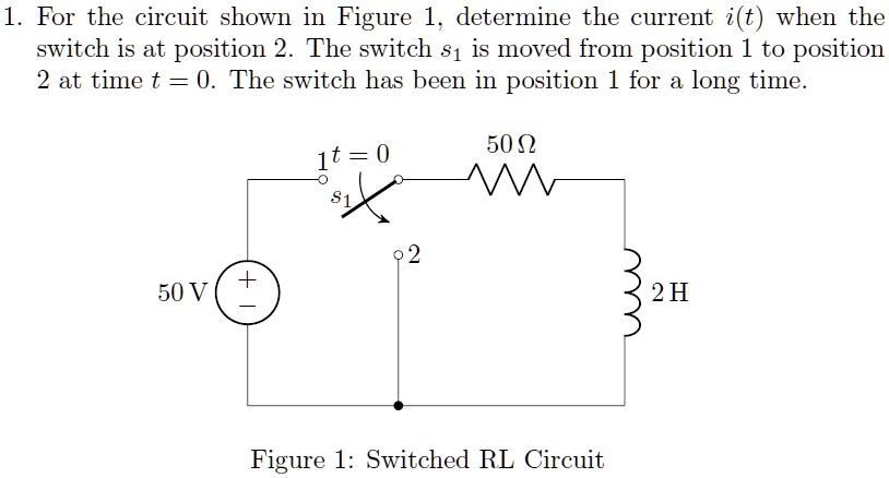 SOLVED: 1. For the circuit shown in Figure 1. determine the current i(t ...