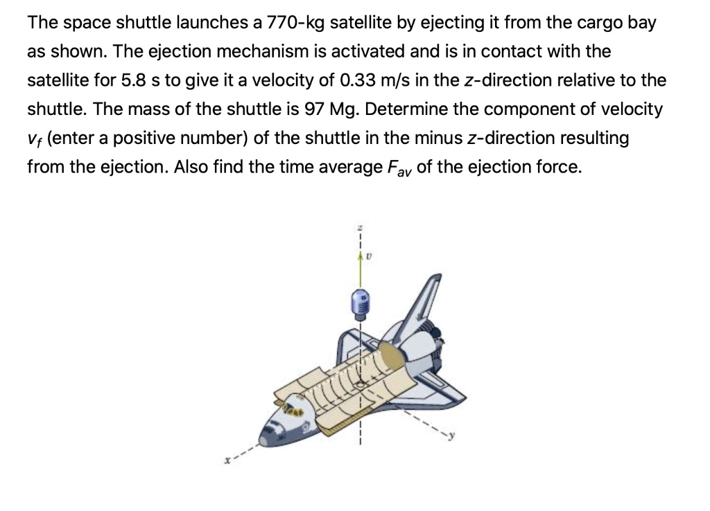 SOLVED: The space shuttle launches a 770-kg satellite by ejecting it ...