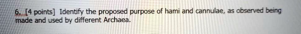 SOLVED: 6 [4 points] Identify the proposed purpose of hami and cannulae ...