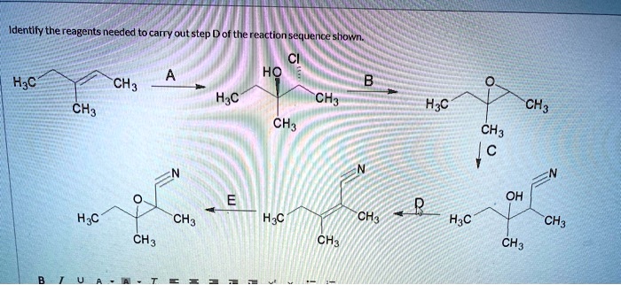 identify the reagents needed tocarry out step the eaction sequence shown hq h3c ch3 ch h3c ch3 ...