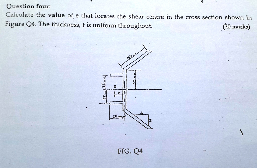 Question four: Calculate the value of e that locates the shear centre ...