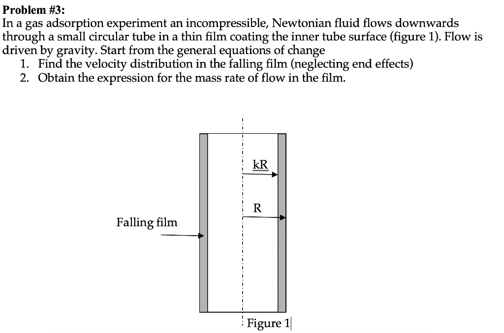 SOLVED: Problem #3: In a gas adsorption experiment an incompressible, Newtonian fluid flows ...