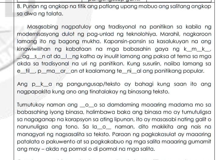 SOLVED: Pasagot po ng kulang na words yung kumpleto po dapat wag na ... SOLVED: Pasagot po ng kulang na words yung kumpleto po dapat wag na ...