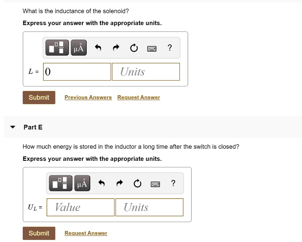 SOLVED: What is the inductance of the solenoid? Express your answer with the appropriate units ...