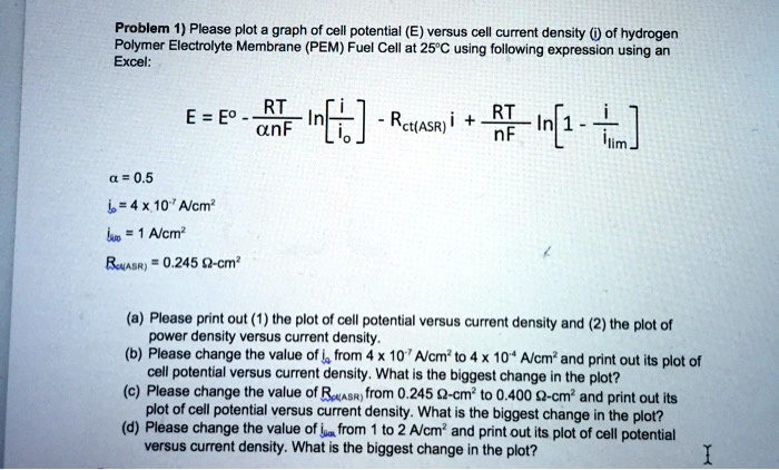 SOLVED: Please plot the graph of cell potential (E) versus cell current ...
