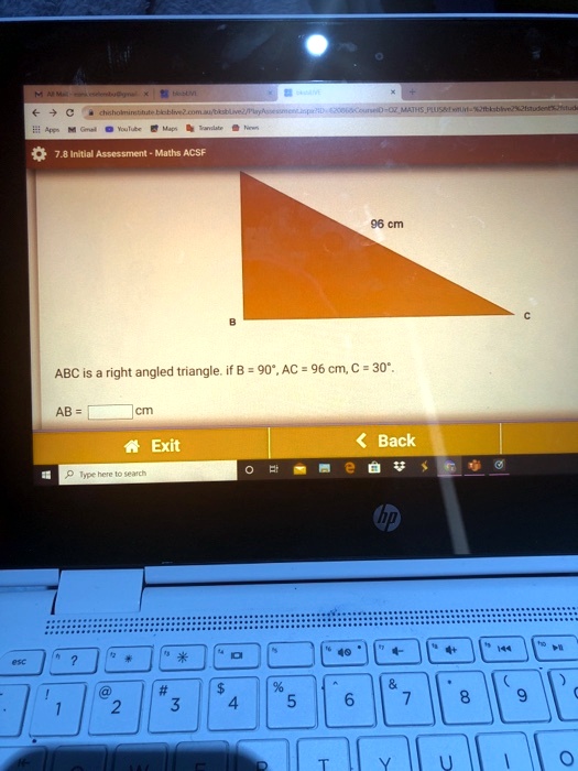 [GET ANSWER] 78 iritiel assessmant maths acsf 96 cm abc is right angled triangle if b 90 ac 96 ...