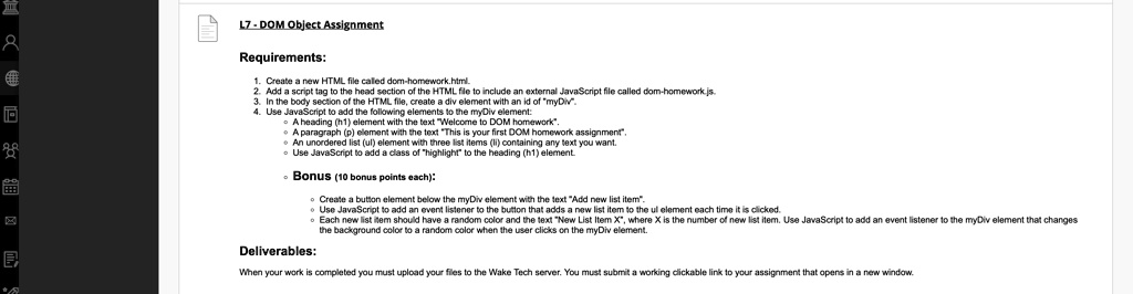Solved Texts Create A New Html File Called Dom Homeworkhtml Add A Script Tag To The Head