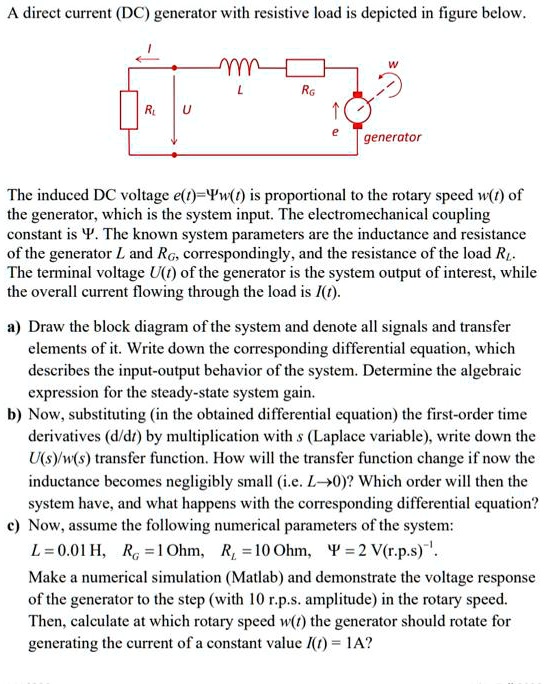 A direct current (DC) generator with a resistive load is depicted in ...