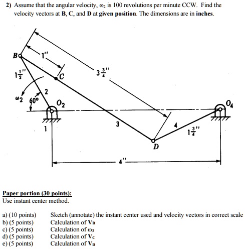 2 assume that the angular velocity is 100 revolutions per minute ccw find the velocity vectors ...