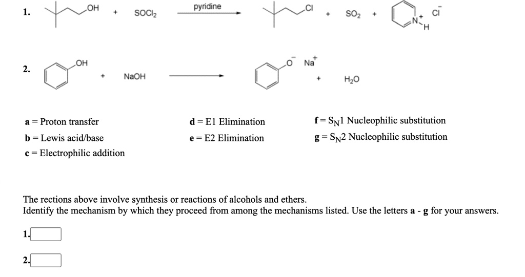 1. OH pyridine Cl + SOCl2 SO2 + Cl 2.OH NaOH Na + H2O a = Proton ...