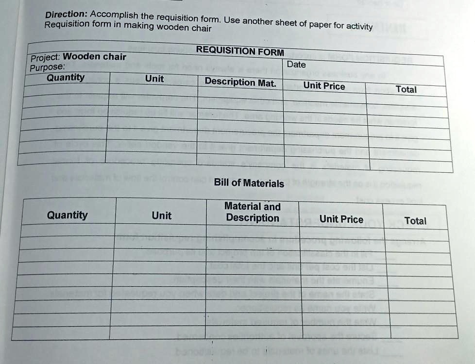 SOLVED:'ᗪIᖇᗴᑕTIOᑎ: Accomplish the requisition form. Use another sheet ...