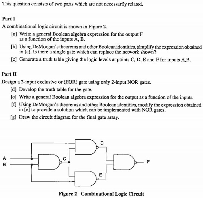 Video Solution Part I A Combinational Logic Circuit Is Shown In Figure 2 [a] Write A General