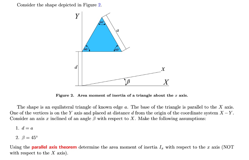 Consider the shape depicted in Figure 2. d Y 60 60° a ¥60° X ? X Figure ...