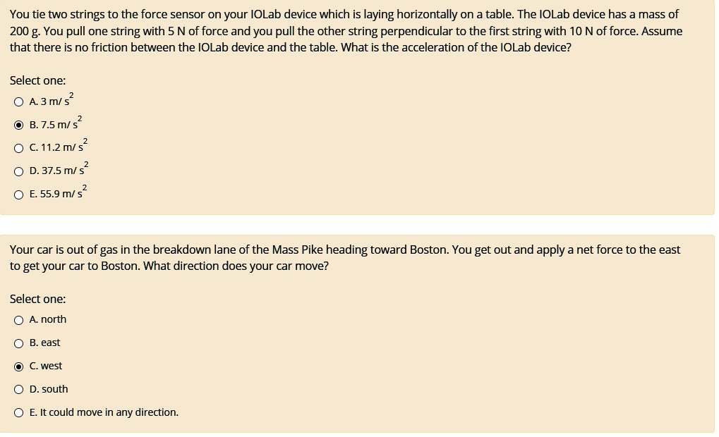 you tie two strings to the force sensor on your iolab device which is ...