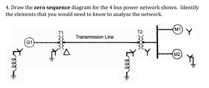 SOLVED: 4. Draw the zero sequence diagram for the 4 bus power network ...