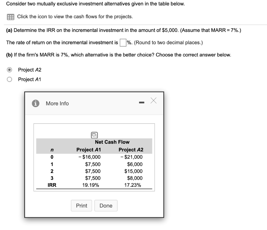 SOLVED: Consider two mutually exclusive investment alternatives given ... SOLVED: Consider two mutually exclusive investment alternatives given ...
