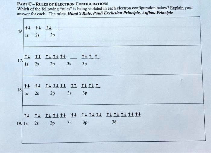 Part C Rules Of Electron Configurations Which Of The Following Rules Is