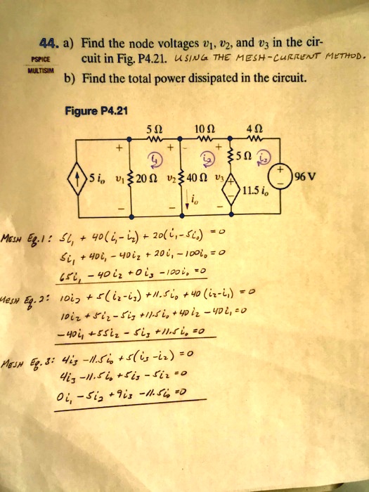 SOLVED: Nillson-Reidell Problem 44. a) Find the node voltages v1, v2, and v3 in the circuit in ...