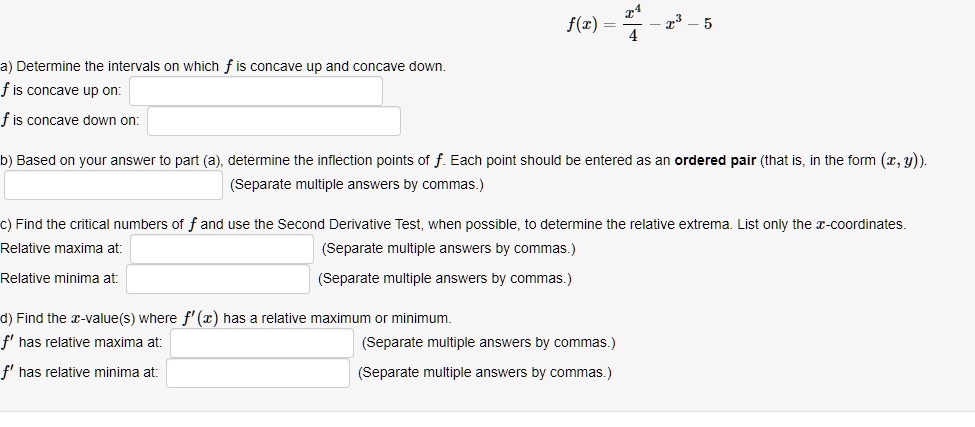 SOLVED:f(z) = 2 ~5 a) Determine the intervals on which f is concave up and concave down: f is ...