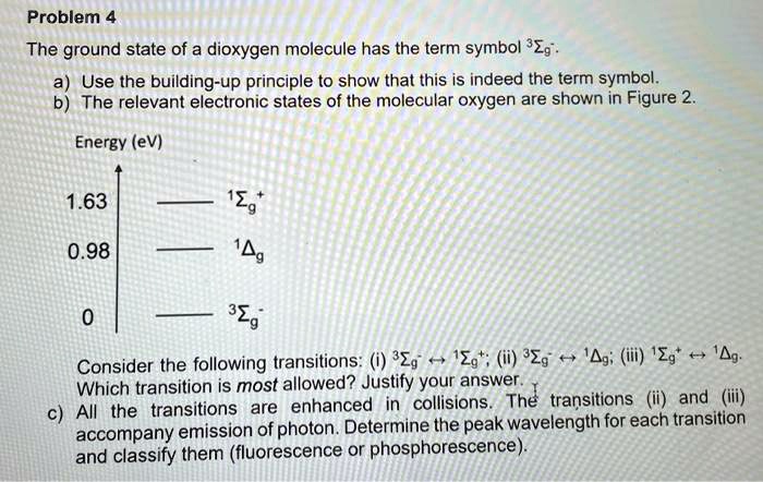 SOLVED: Problem 4 The ground state of a dioxygen molecule has the term ...