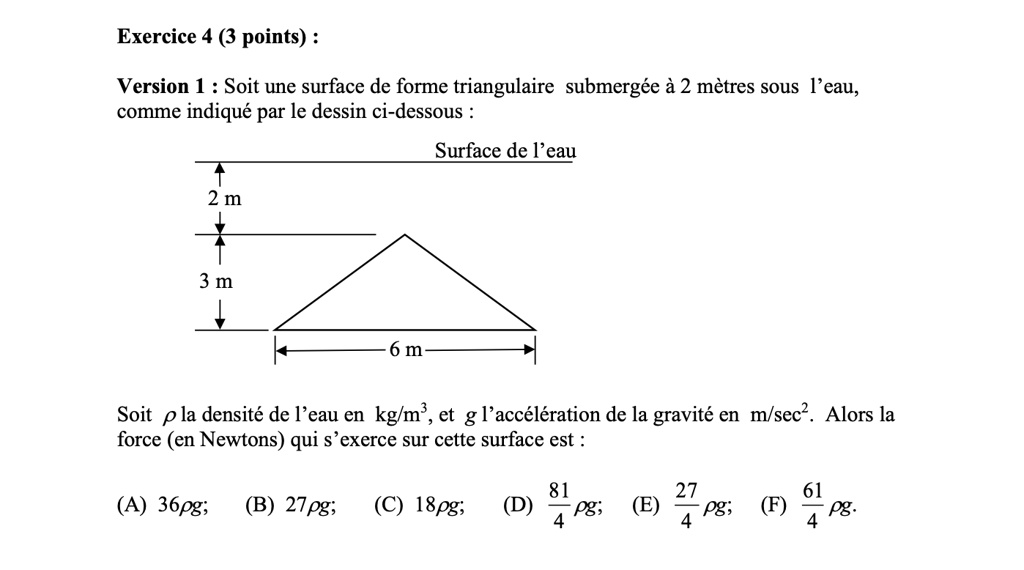 SOLVED: Exercice 4 (3 points) Version 1 Soit une surface de forme ... SOLVED: Exercice 4 (3 points) Version 1 Soit une surface de forme ...