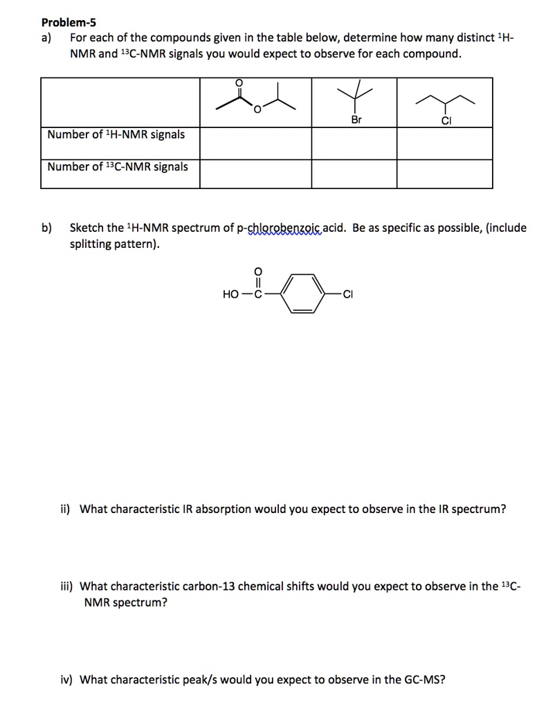 SOLVED: Problem-5: For each of the compounds given in the table below, determine how many ...