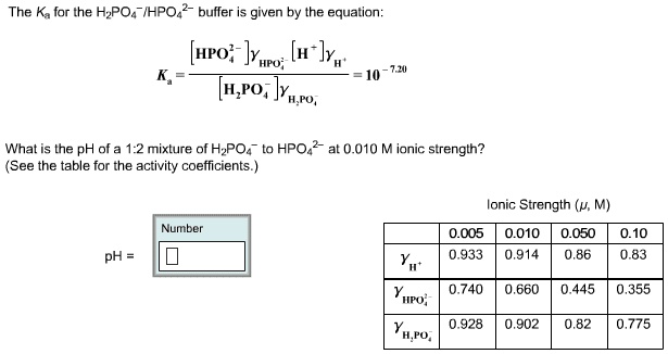 SOLVED: The Ka for the H2PO4/HPO4 buffer is given by the equation ...