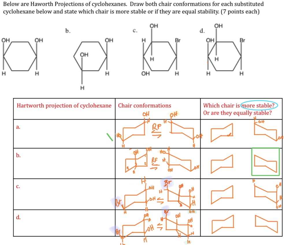 SOLVED: Can you explain the best way to do this? Going from the Haworth to chair conformations ...