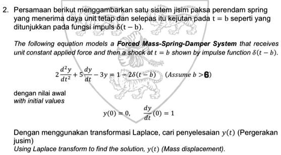 SOLVED: The following equation models a Forced Mass-Spring-Damper ...