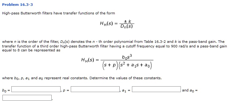problem 163 3 high pass butterworth filters have transfer functions of ...