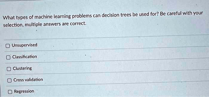 SOLVED: What types of machine learning problems can decision trees be ...