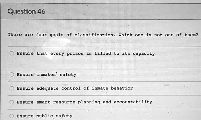 SOLVED: There are four goals of classification. Which one is not one of ...