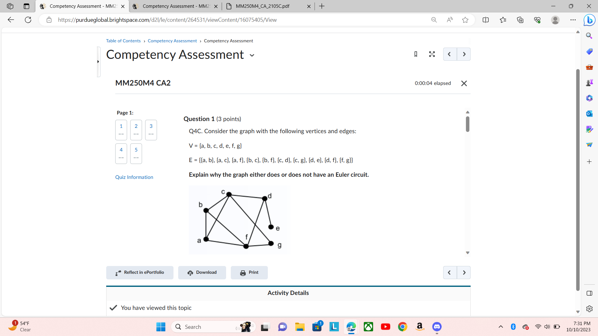 question 1 options all vertices have odd degree therefore the graph does not have an euler ...