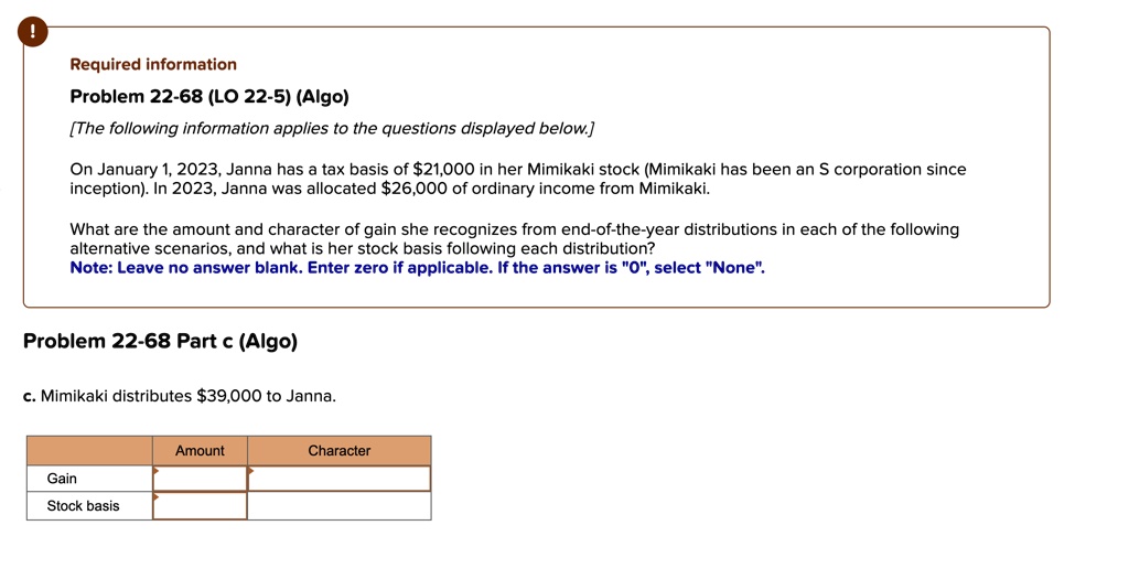 SOLVED: Required information Problem 22-68 (LO 22-5) (Algo) [The ... SOLVED: Required information Problem 22-68 (LO 22-5) (Algo) [The ...