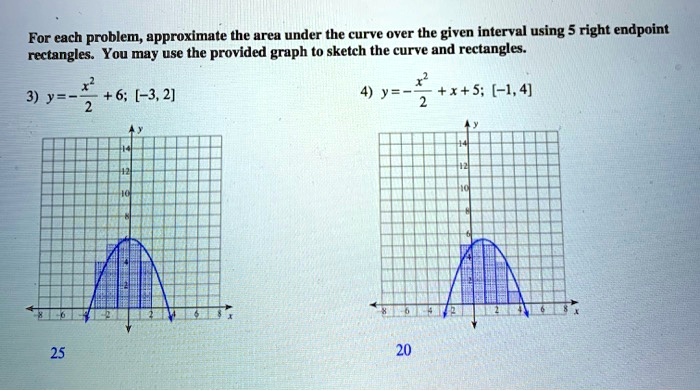 for each problem approximate the area under the curve over the given ...
