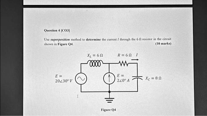 SOLVED: Question 4 [CO3] Use superposition method to determine the current through the 6 ohm ...