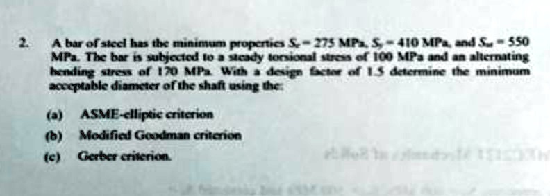 SOLVED: Please help me!! A bar of steel has the minimum properties Se ...