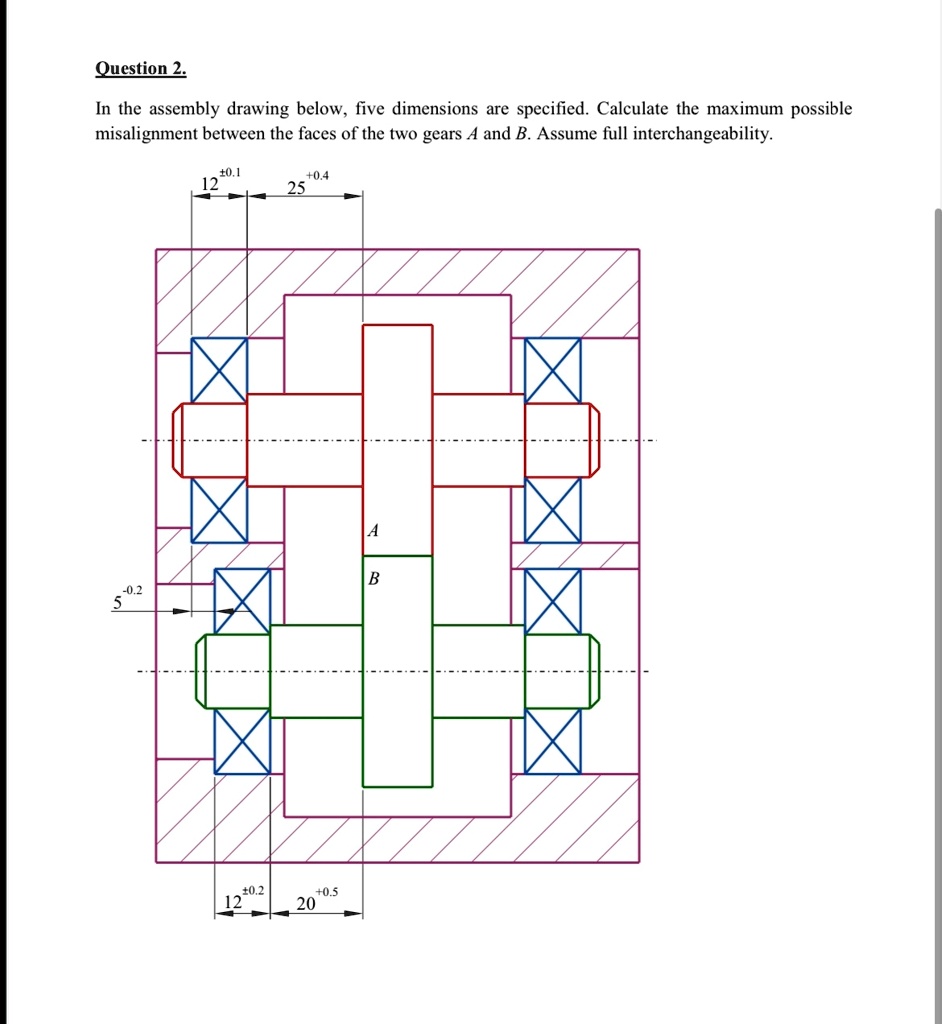 question 2 in the assembly drawing below five dimensions are specified ...